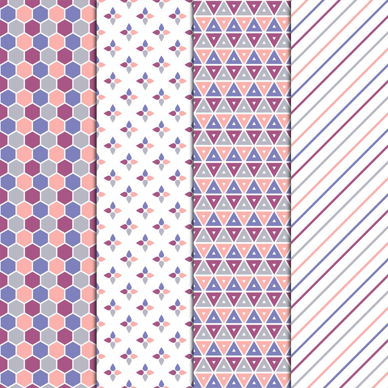Purple Grey and Pink Patterns 20 Digital Papers 12x12 PAT - Etsy