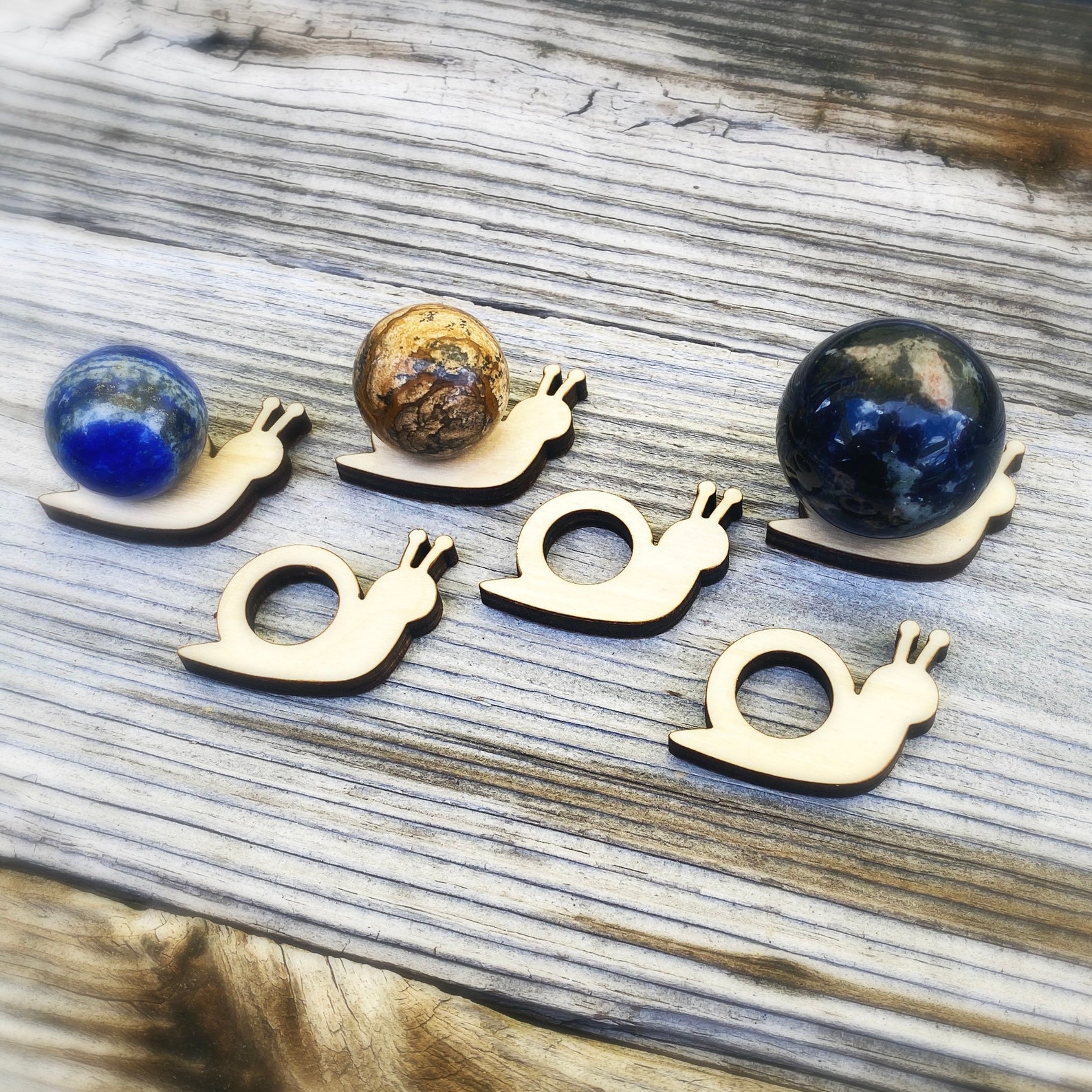 Mini Snail Sphere Stands Sphere Stands Birch Wood Sphere - Etsy