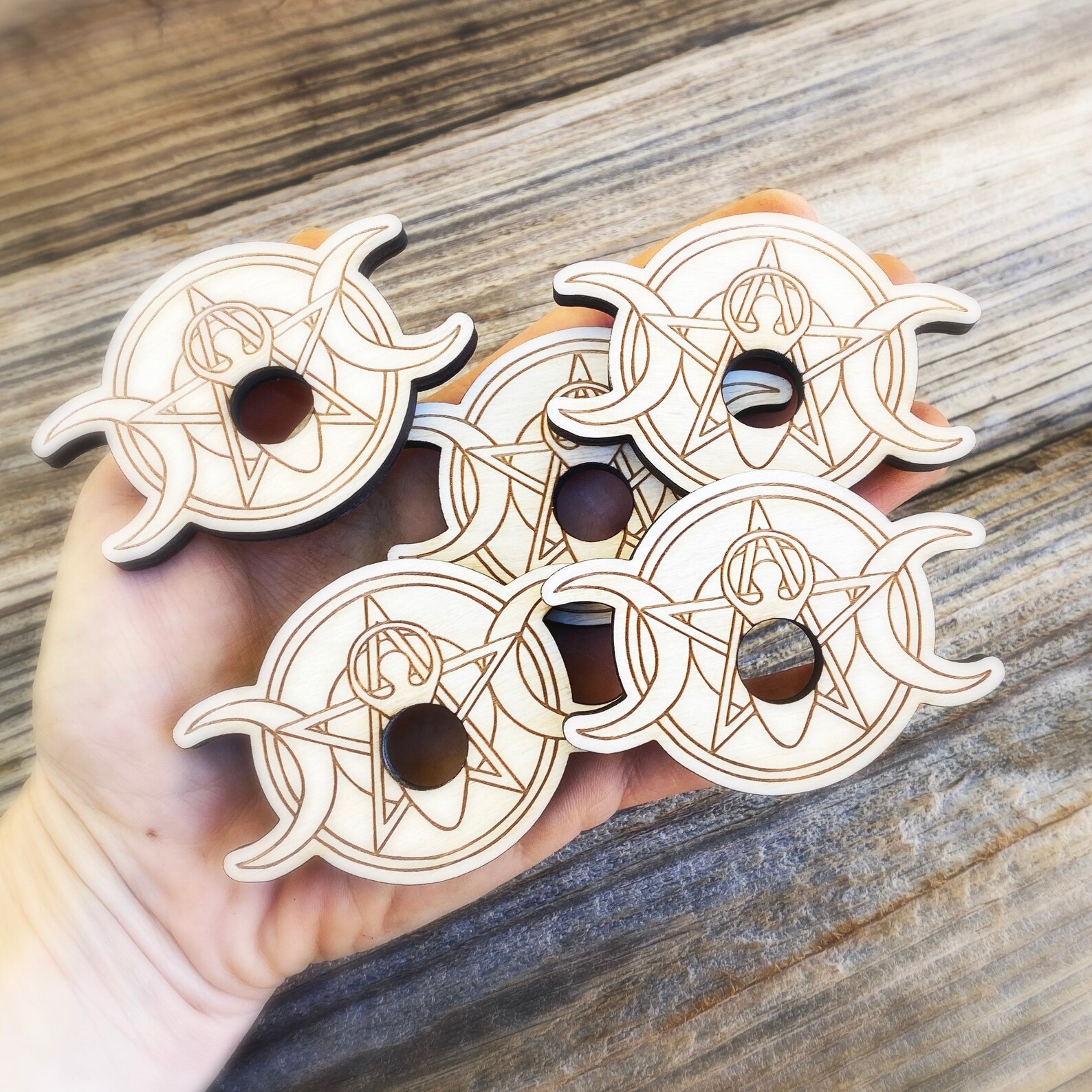 Triple Moon Goddess Sphere Stands, Moon Sphere Stands, Sphere Holder ...
