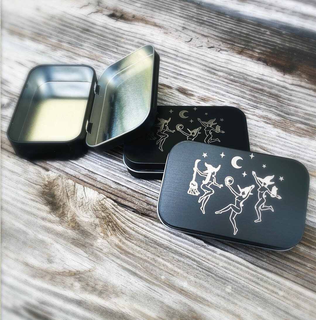 Engraved Tin Box, Black Witches Dancing Laser Engraved Tin Box ...