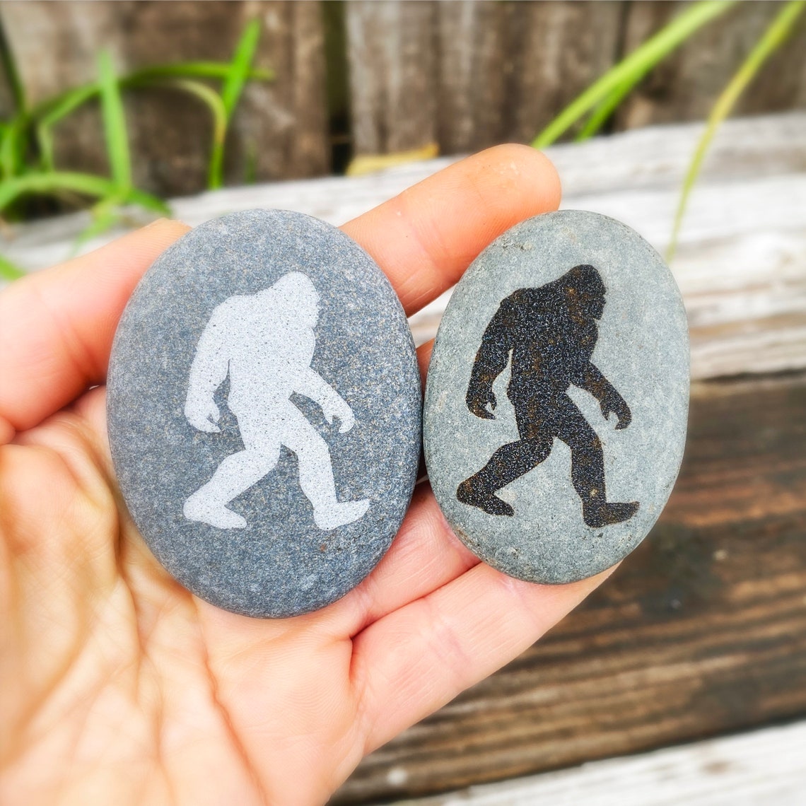 Bigfoot Sasquatch Engraved River Rock, Garden Decoration - Etsy