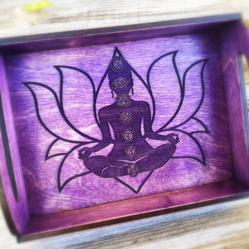 Lotus Chakra Rustic Tray, Crystal Tray, Crystal Display Tray, Crystal ...