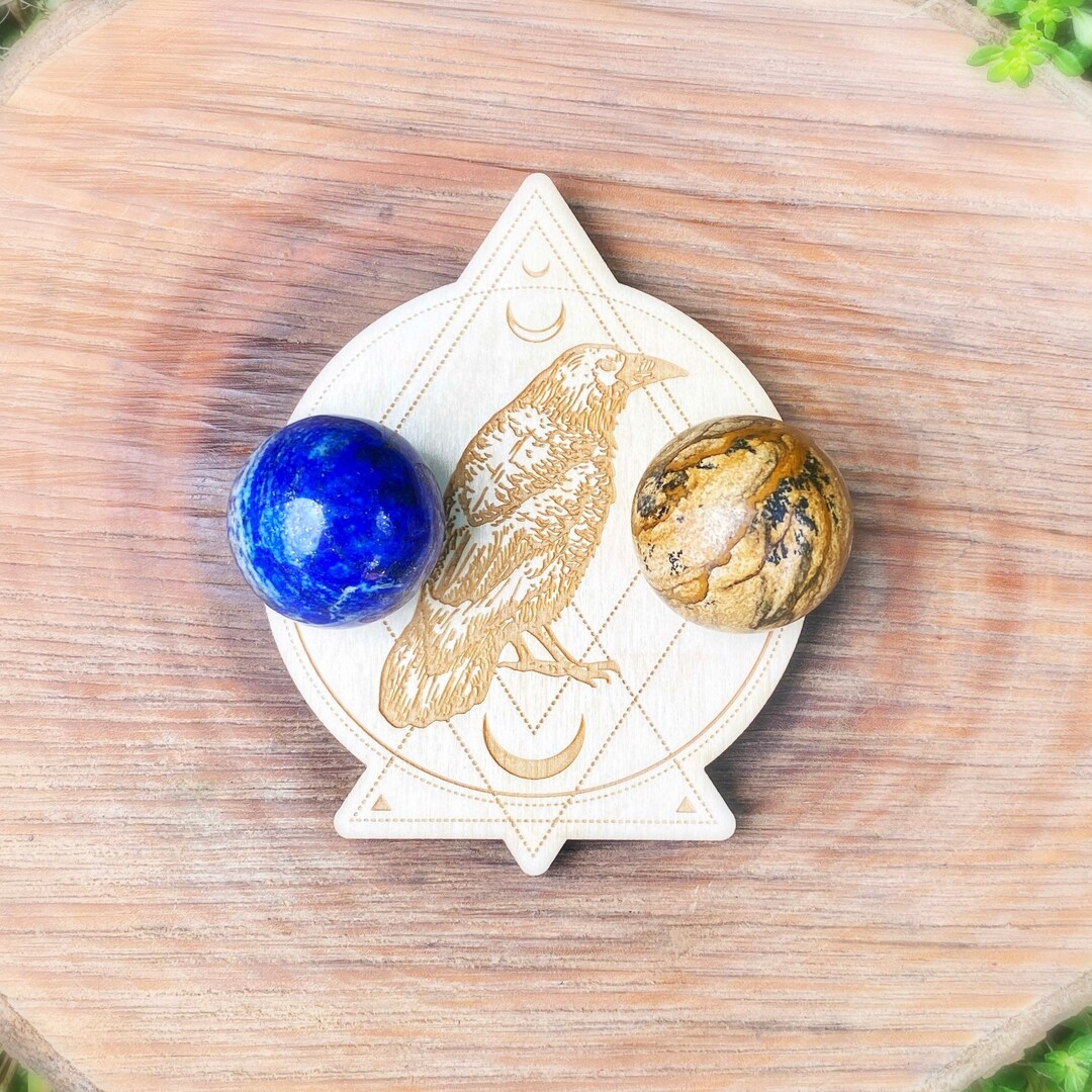 Celestial Raven Crow Sphere Stands, Moon Sphere Holder Display Stand ...