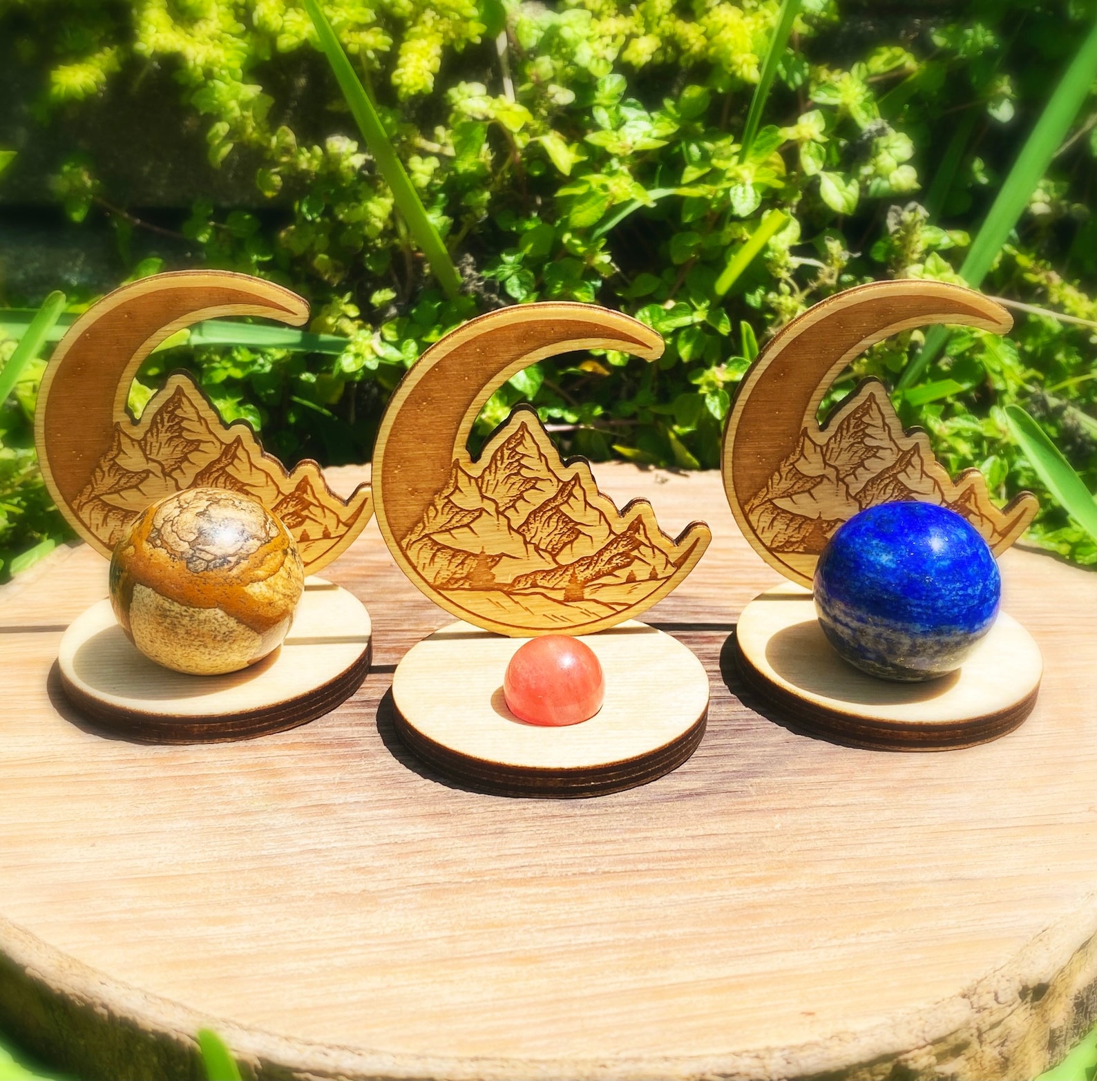 Moon Wood Sphere Holder Sphere Stand Sphere Display Stand - Etsy