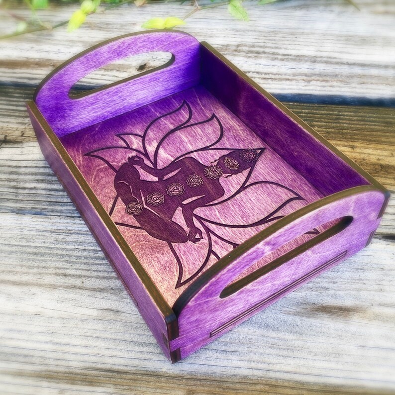 Lotus Chakra Rustic Tray, Crystal Tray, Crystal Display Tray, Crystal ...