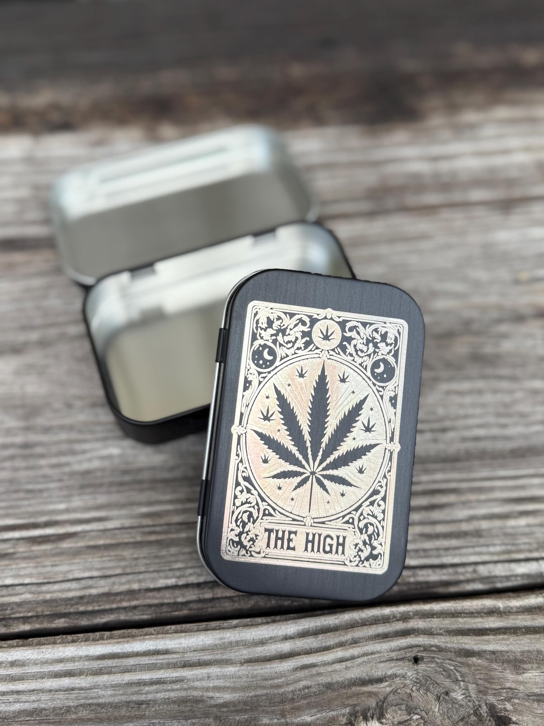 Black the High Laser Engraved Tin Box, Tin Box, Organizational Storage ...