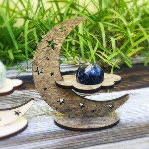 Large Moon Sphere Stands, Crescent Moon Sphere Stand, Wood Sphere ...
