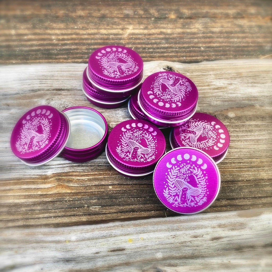 Mushroom Moon Phases Laser Engraved Tin Box Container, Tin Box, Purple ...