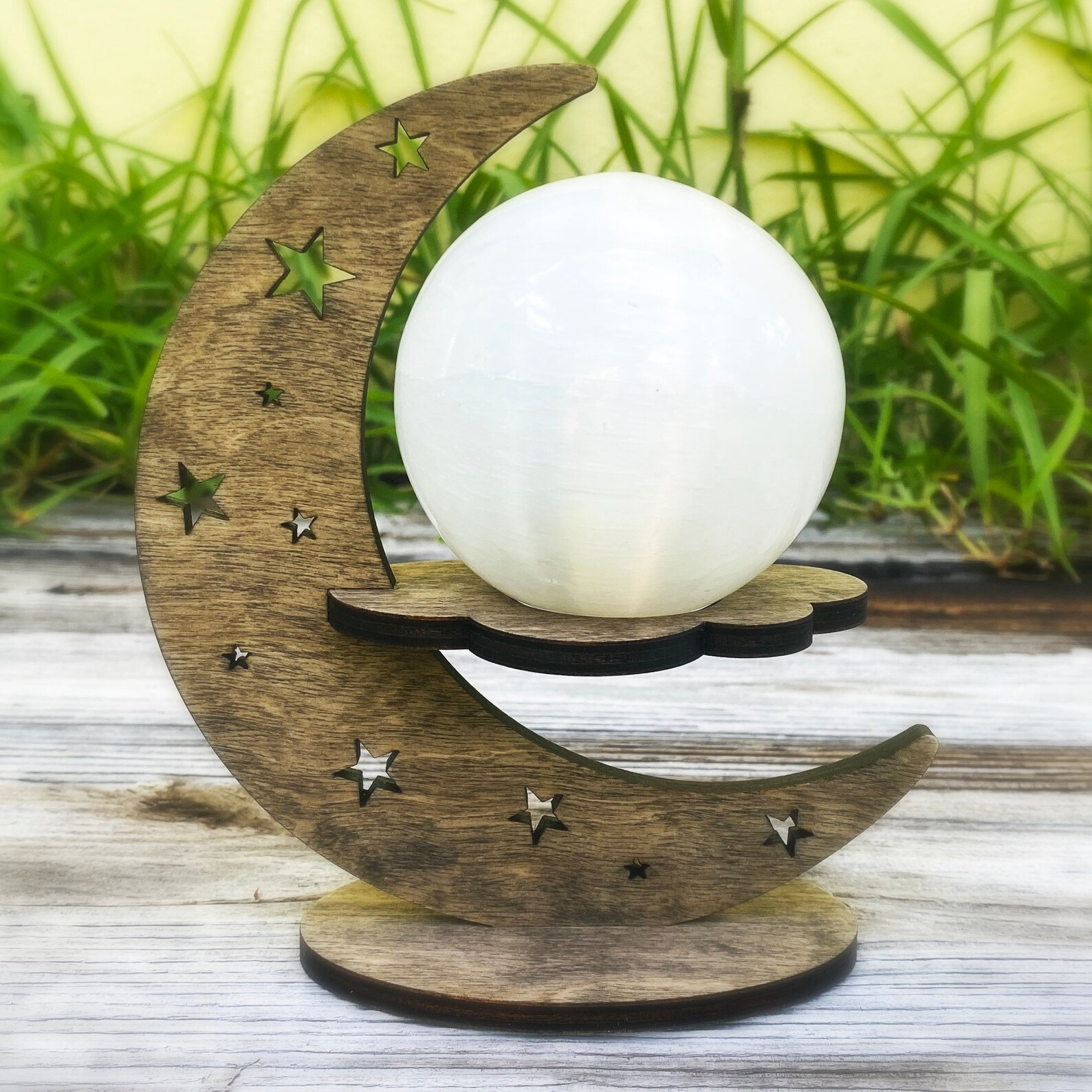 Large Moon Sphere Stands Crescent Moon Sphere Stand Wood - Etsy