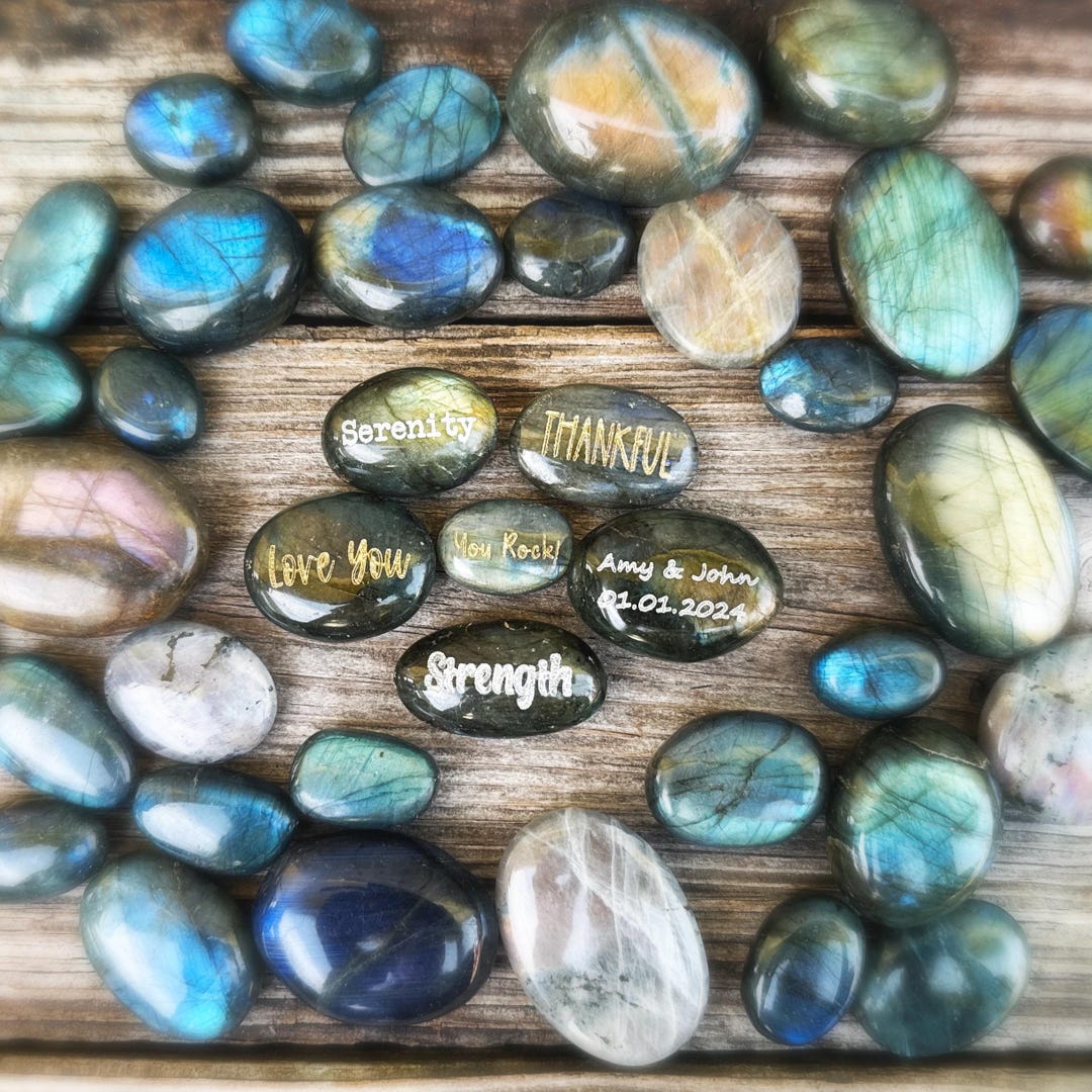 Engraved Labradorite Word Stones, Personalized Custom Engraved Stones ...
