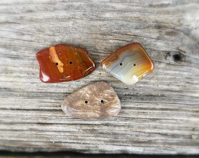 Agate Buttons, Petrified Wood Buttons, Stone Buttons, Sewing Button Set ...