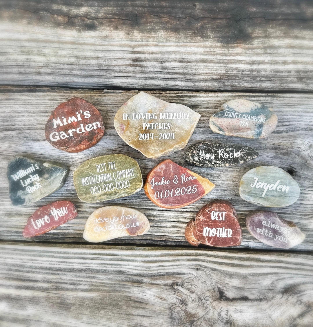 SECONDS Personalized Laser Engraved River Rocks, Custom Love Sayings ...