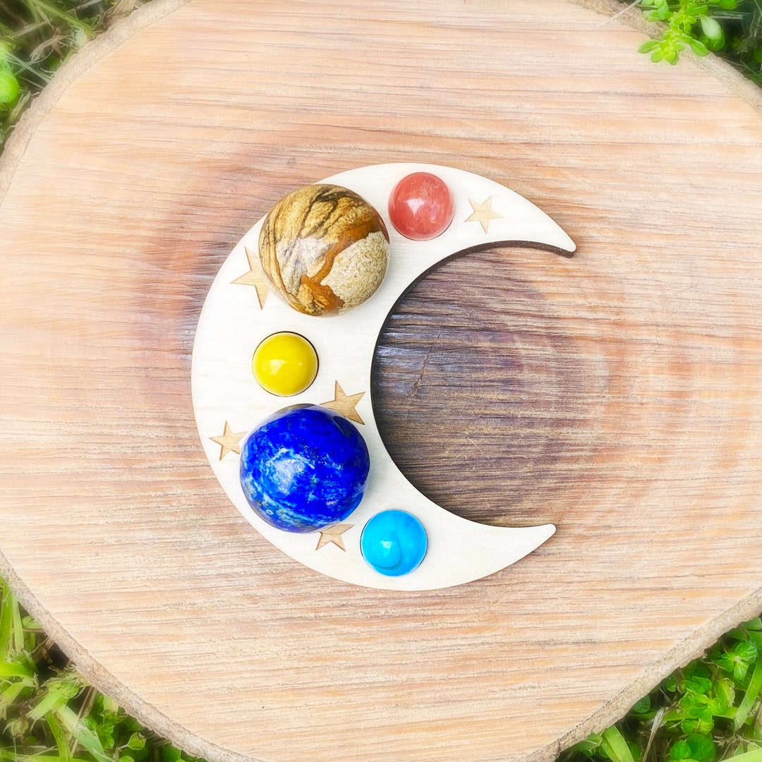Moon Multi Sphere Stands, Moon Sphere Holder Display Stand, Birch Wood ...
