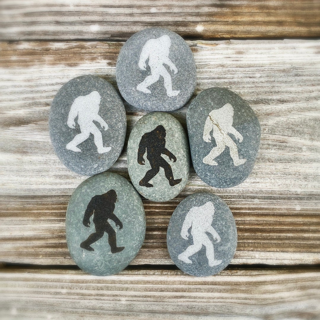 Bigfoot Sasquatch Engraved River Rock, Garden Decoration - Etsy