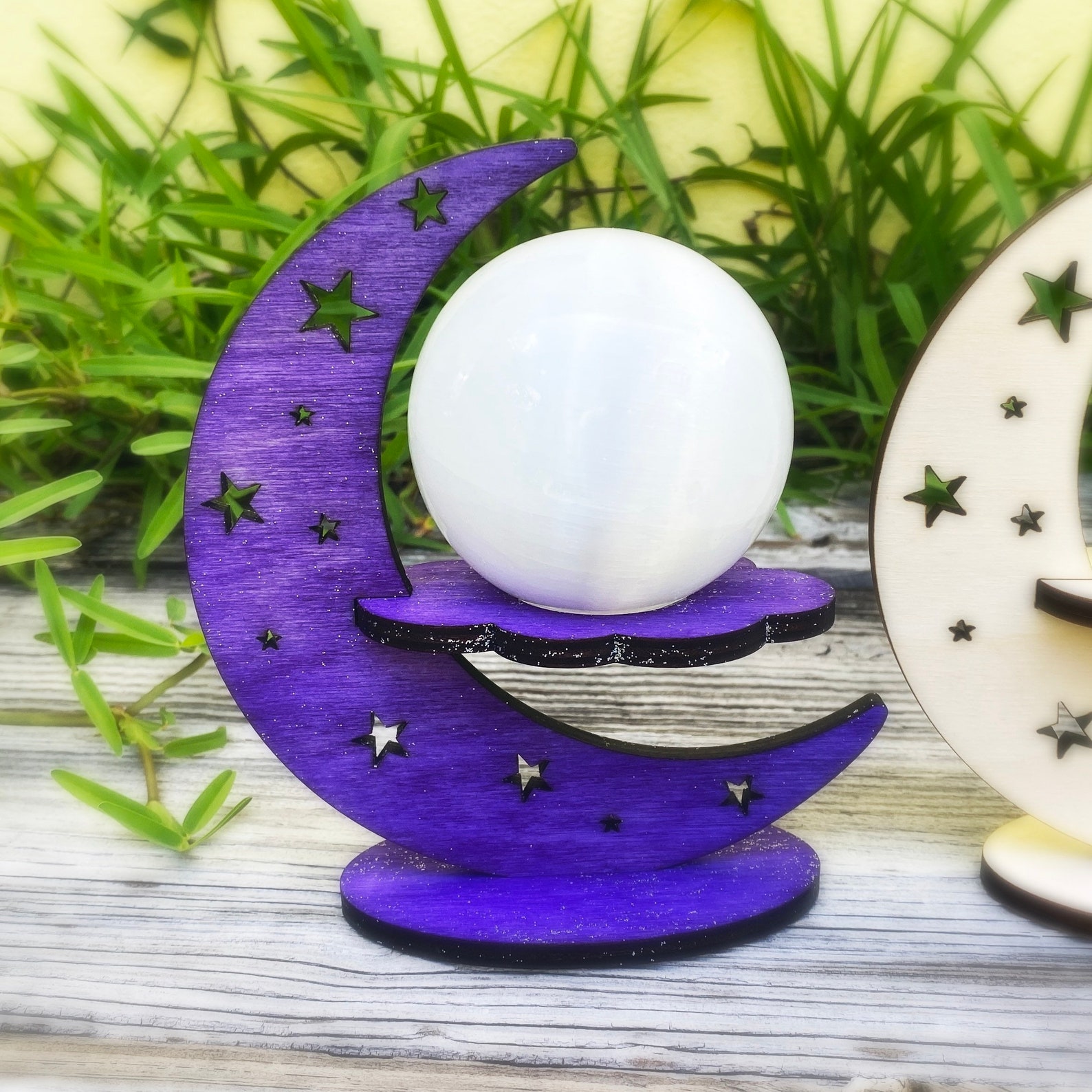 Large Moon Sphere Stands Crescent Moon Sphere Stand Wood - Etsy