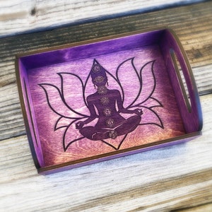 Lotus Chakra Rustic Tray, Crystal Tray, Crystal Display Tray, Crystal ...