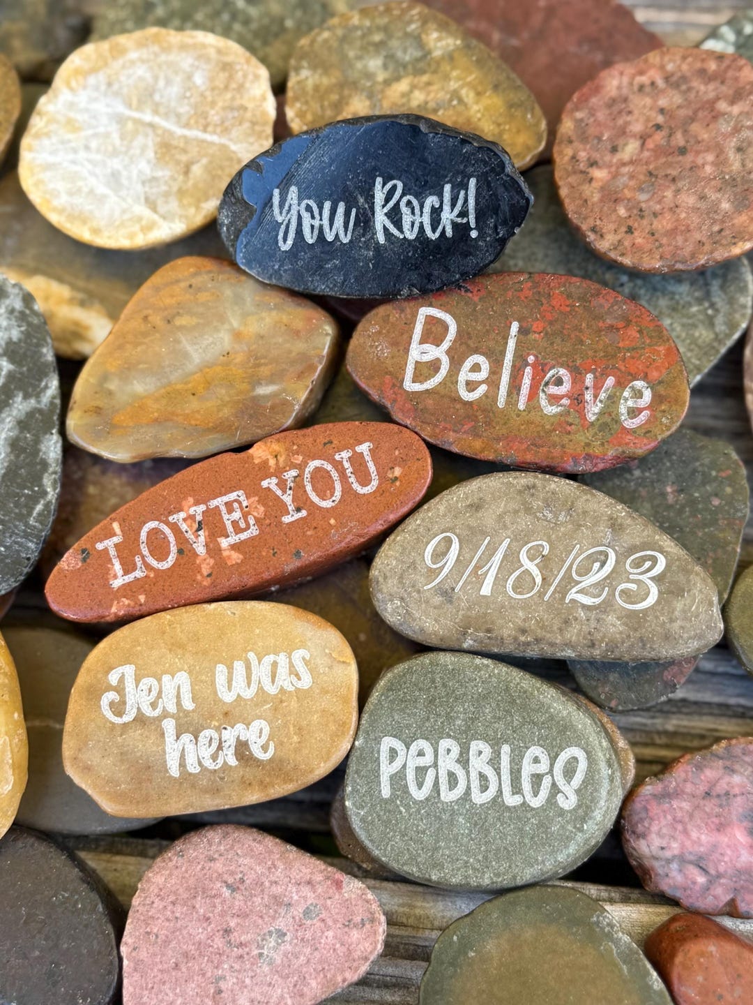 Personalized Laser Engraved River Rocks, 1 Inch Rocks, Gift for Couples ...