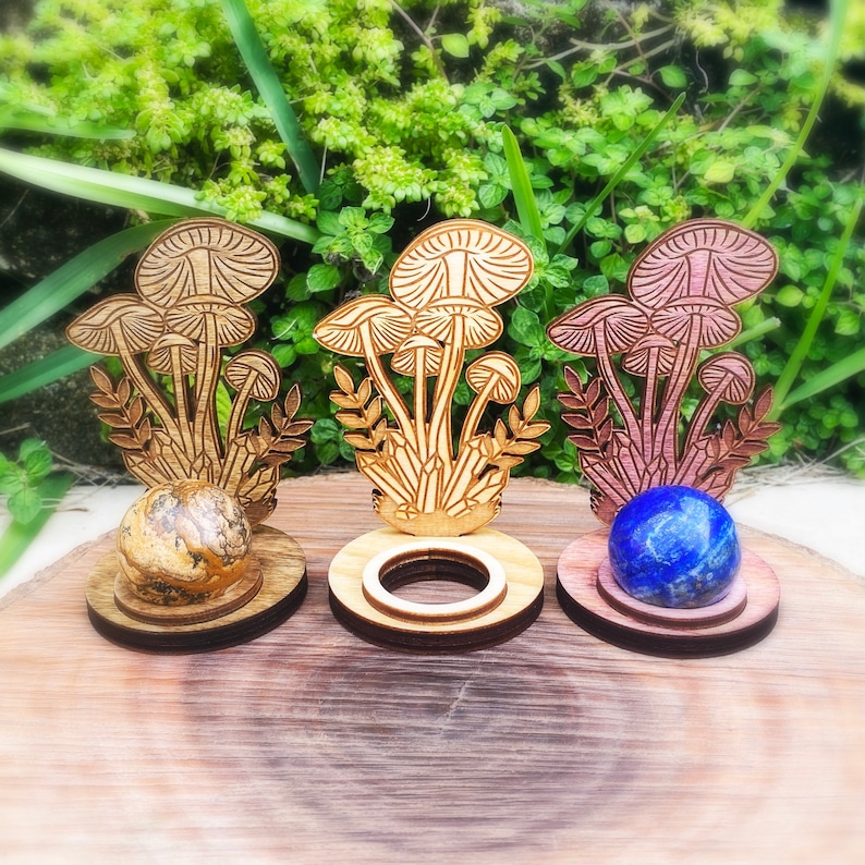 Sphere Holder Display Stand Wood Mushroom Sphere Holder - Etsy