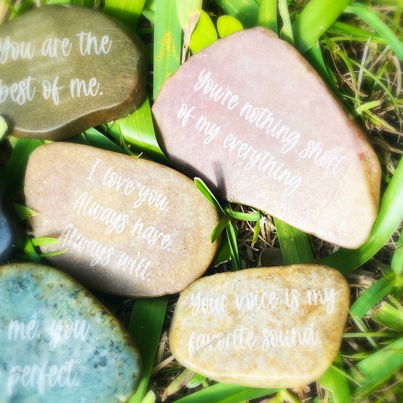 Personalized Laser Engraved River Rocks Custom Love Sayings - Etsy