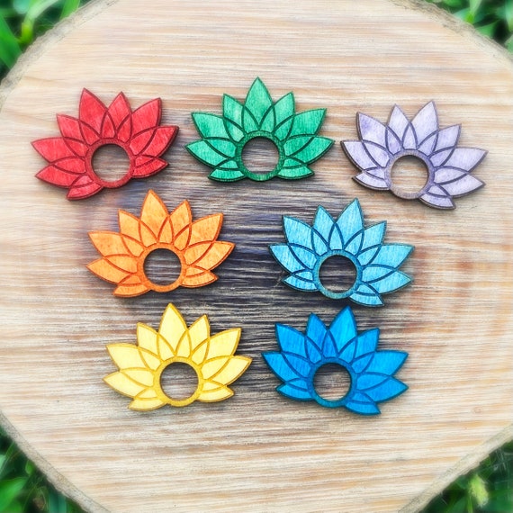 Set of 7 Chakra Lotus Sphere Holders Display Stands Lotus | Etsy