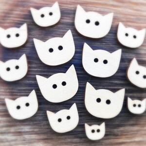 Cat Buttons, Simple Unfinished Cat Birch Wood Buttons, Cat Lover Gift ...