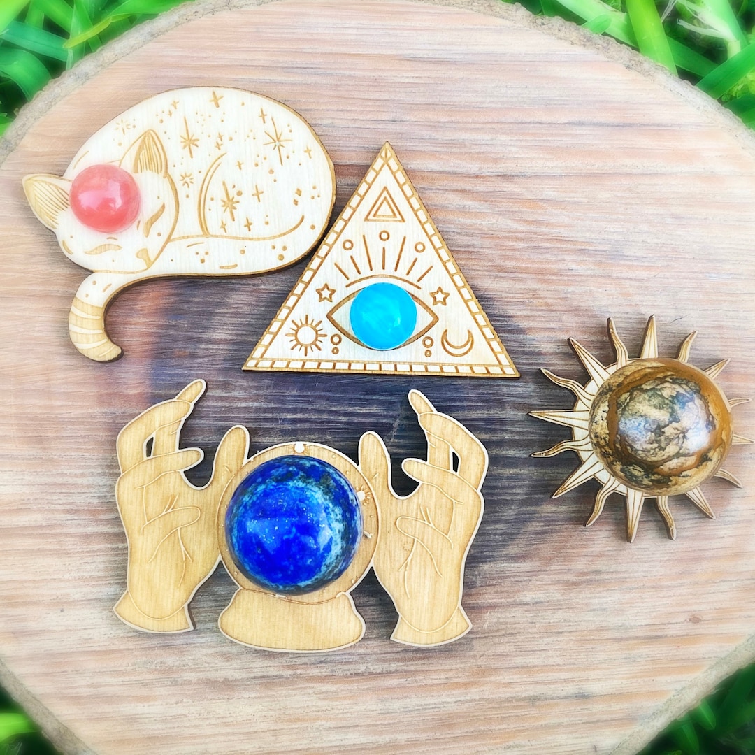 Mystical Collection Wood Sphere Holders, Sphere Display Stands, Cat ...