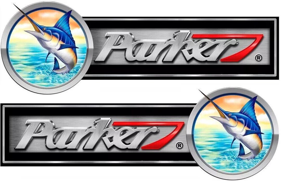 Parker Brushed Metal Marlin Vinyl Decal Boat Stickers 2 Pc Set, 10" X 3 ...