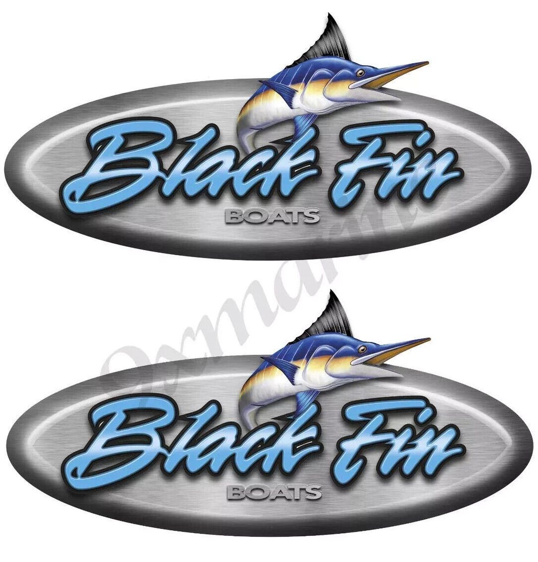 Two Black Fin Boat Oval Stickers - Rendered to Look Puffy - Etsy