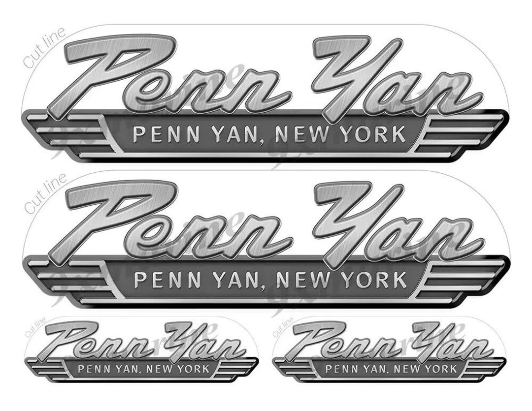 Penn Yan Brushed Metal Vinyl Decal Boat Stickers 4 Pc Set, 10"x 3", 5 ...