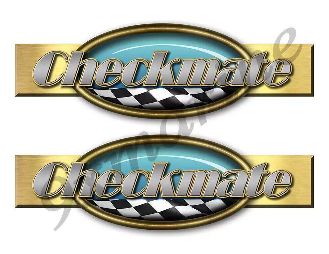 Checkmate Retro Vinyl Decal Boat Stickers, Set of 2, 10" X 3.5" - Etsy