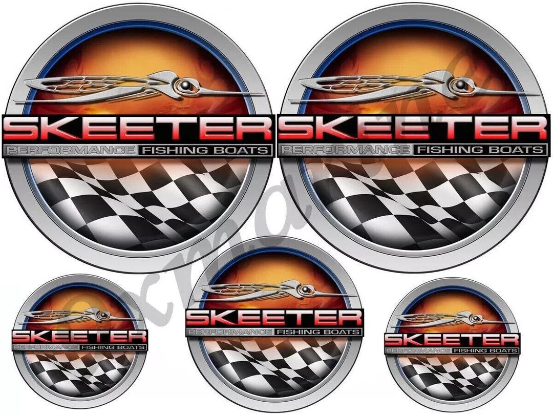 Skeeter Racing Round Vinyl Decal Boat Stickers 5 Pc Set, Various Sizes ...