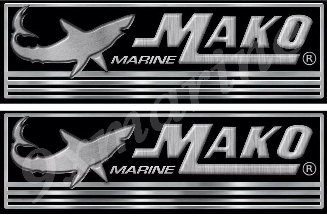 Mako Marine Classic Name Plate Vinyl Decal Boat Stickers 2 Pc Set, 10 ...