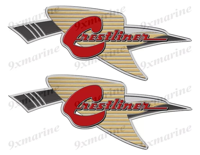 Crestliner Vintage Bird Logo Vinyl Decal Boat Stickers 2 Pc Set, 10"x 4 ...