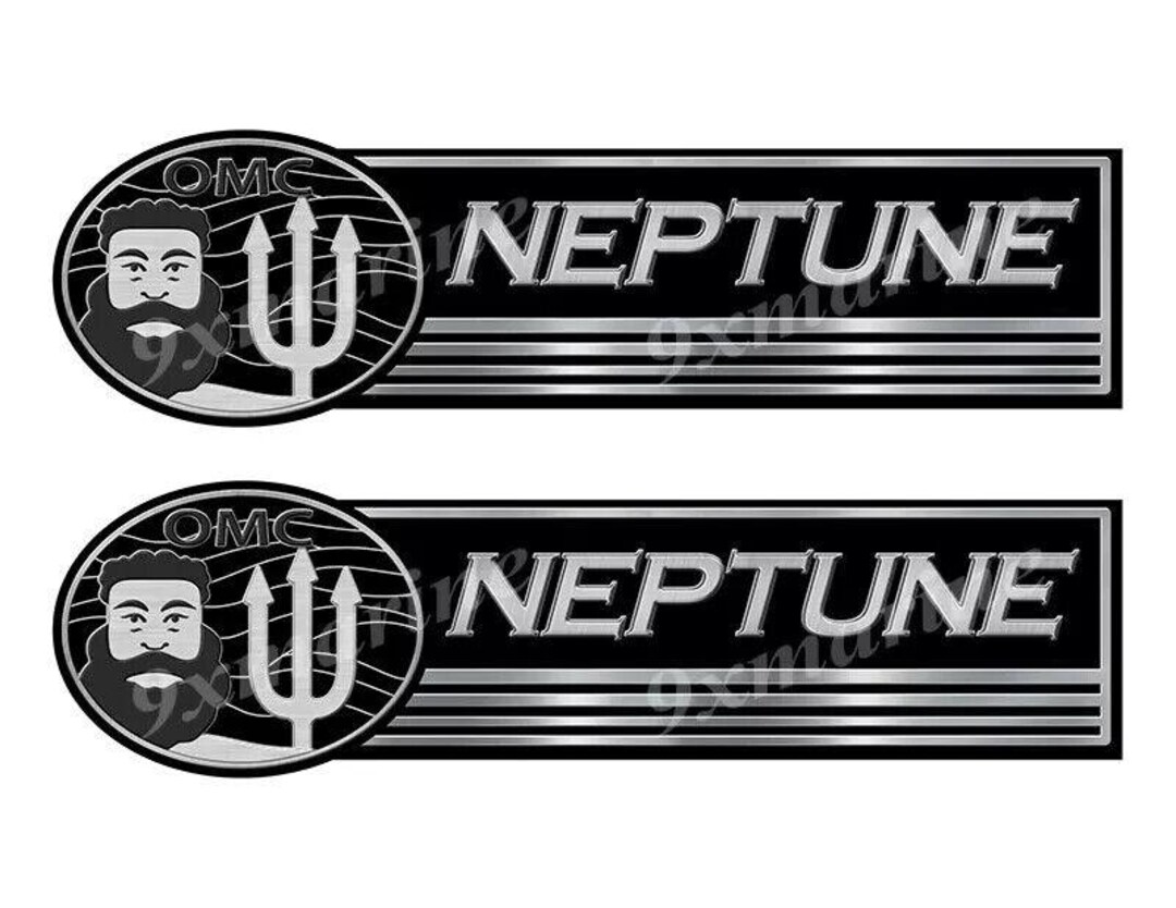 Neptune Name Plate Black Vinyl Decal Boat Stickers 2 Pc Set, 10" X 3.5 ...