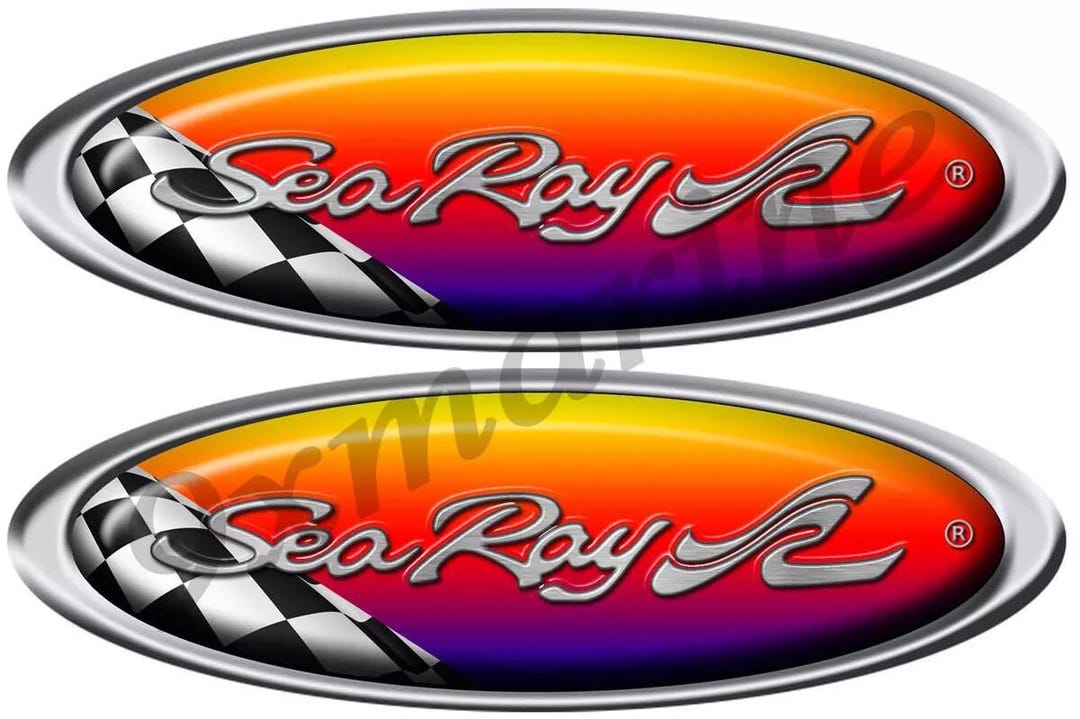 Two Sea Ray Boat Racing Oval Stickers - Rendered to Look Puffy - Etsy