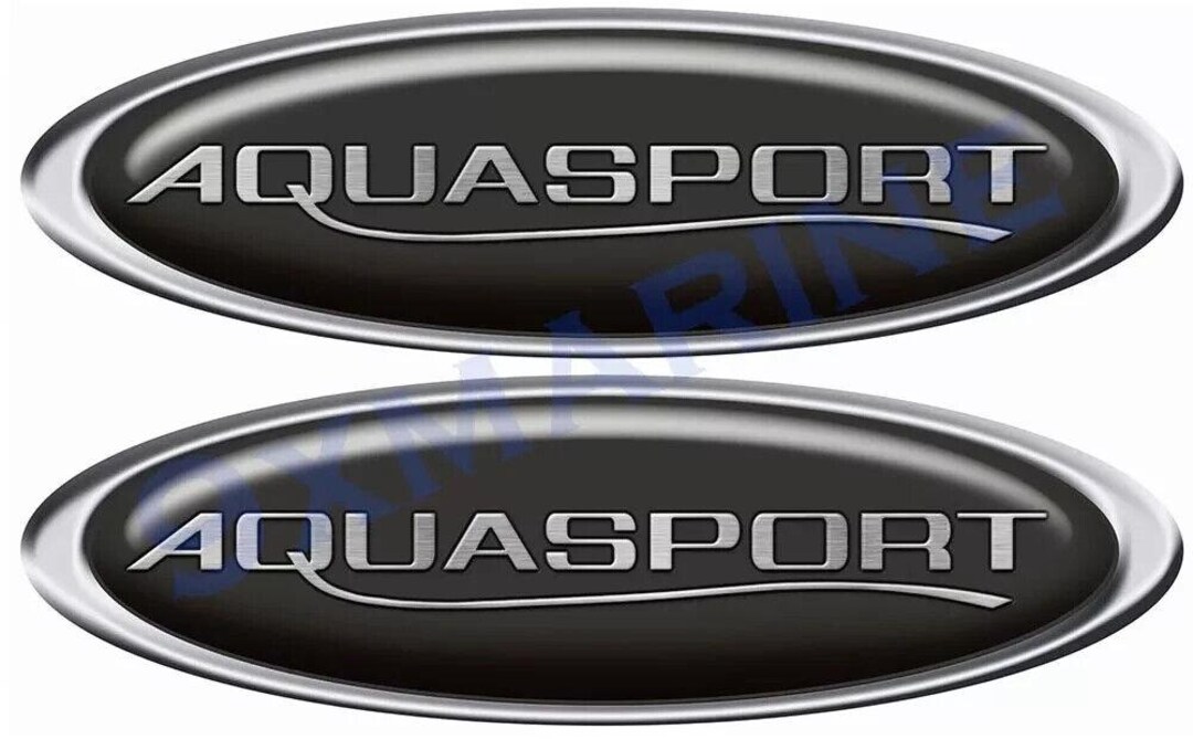 Two Aqua Sport Boat Classic Oval Vinyl Decal Racing Stickers, 10"x3.5 ...