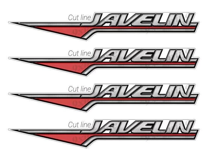 Javelin Brushed Metal Vinyl Decal Boat Stickers Pc Set, 10" X 1.5" Each ...