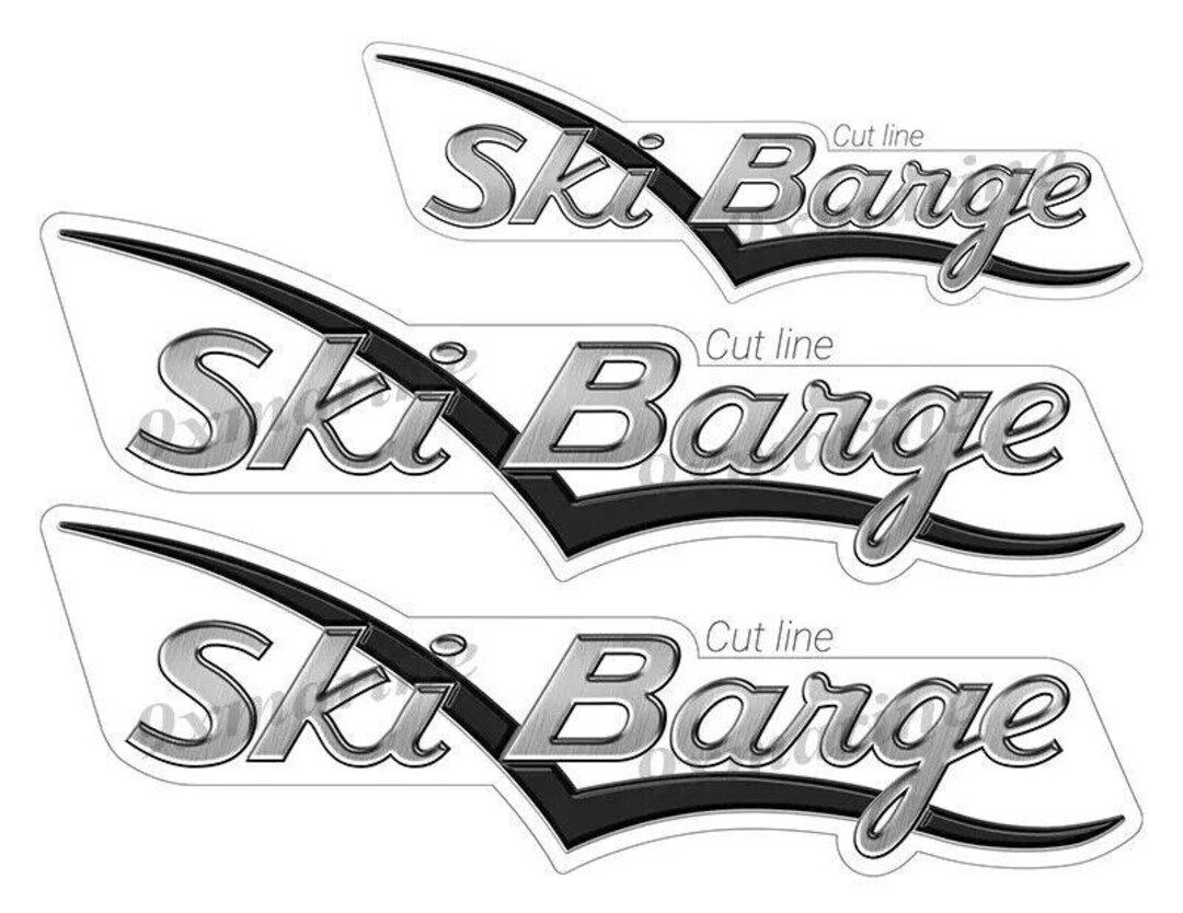 Ski Barge Brushed Metal Vinyl Decal Boat Stickers 3 Pc Set, 10"x 3", 7 ...