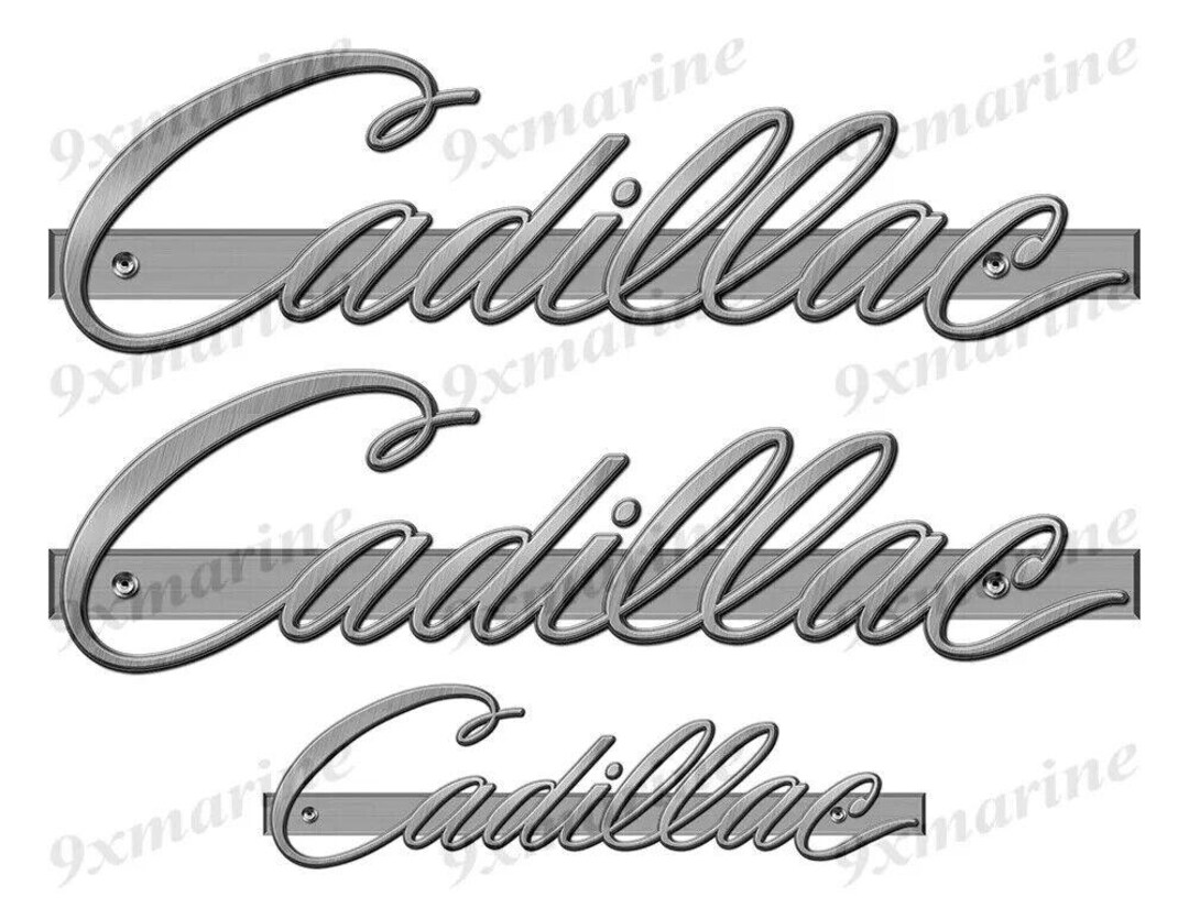 Cadillac Brushed Metal Vinyl Decal Boat Stickers 3 Pc Set, 10"x 2.5", 6 ...