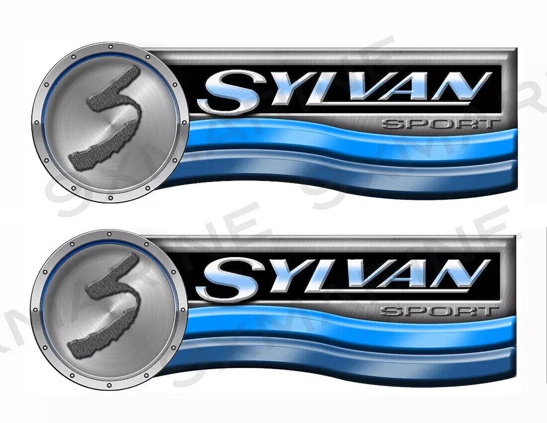 Sylvan Sport Name Plate Blue Wave Vinyl Decal Boat Stickers 2 Pc Set ...
