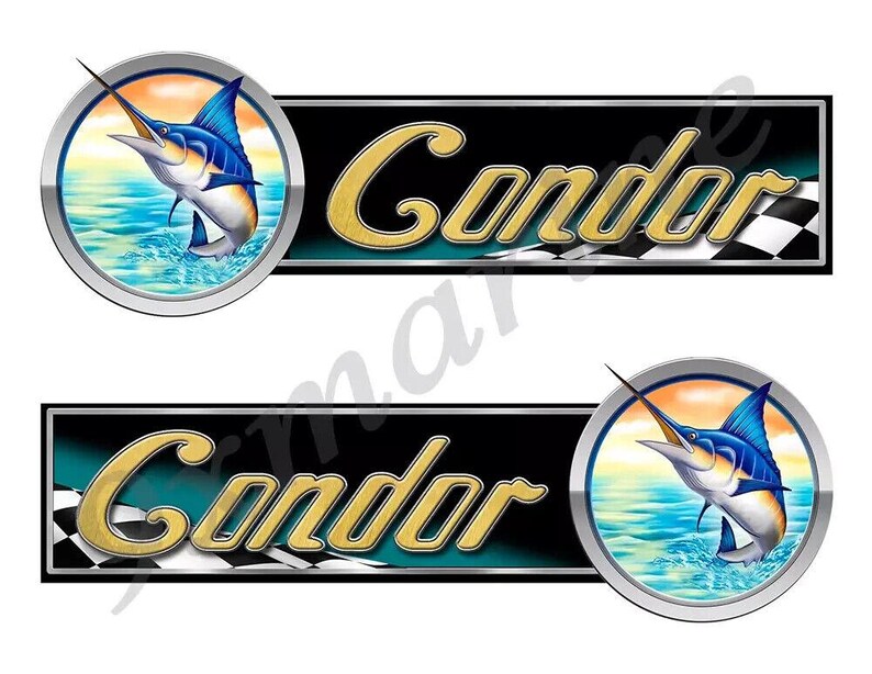 Condor Marlin Racing Vinyl Decal Boat Stickers, Set of 2, 10" X 3.5" - Etsy