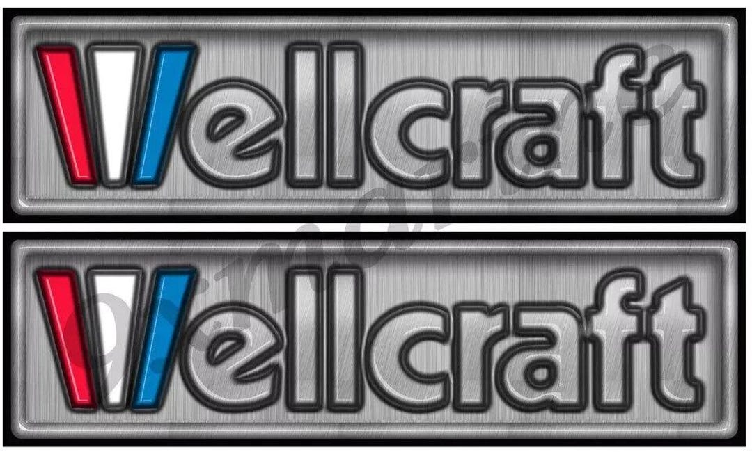 Wellcraft Brushed Metal Vinyl Decal Boat Stickers 2 Pc Set, 10"x 3.5 ...