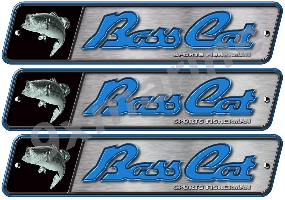 Bass Cat Boats Brushed Metal Vinyl Decal Boat Stickers 3 Pc Set, 10" X ...
