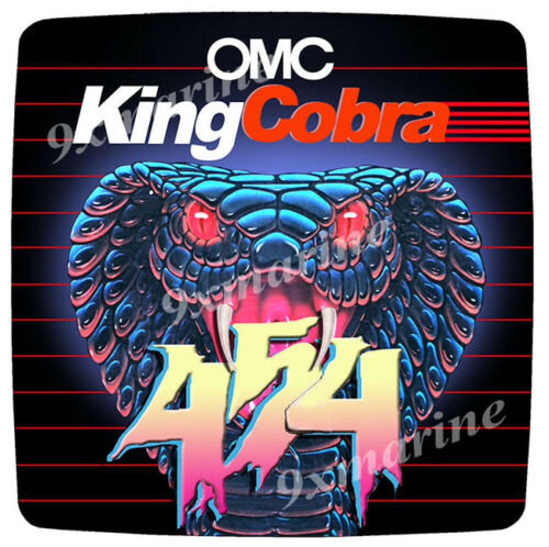 OMC King Cobra Flame Arrestor Sticker 454 on Waterproof Laminated Vinyl ...