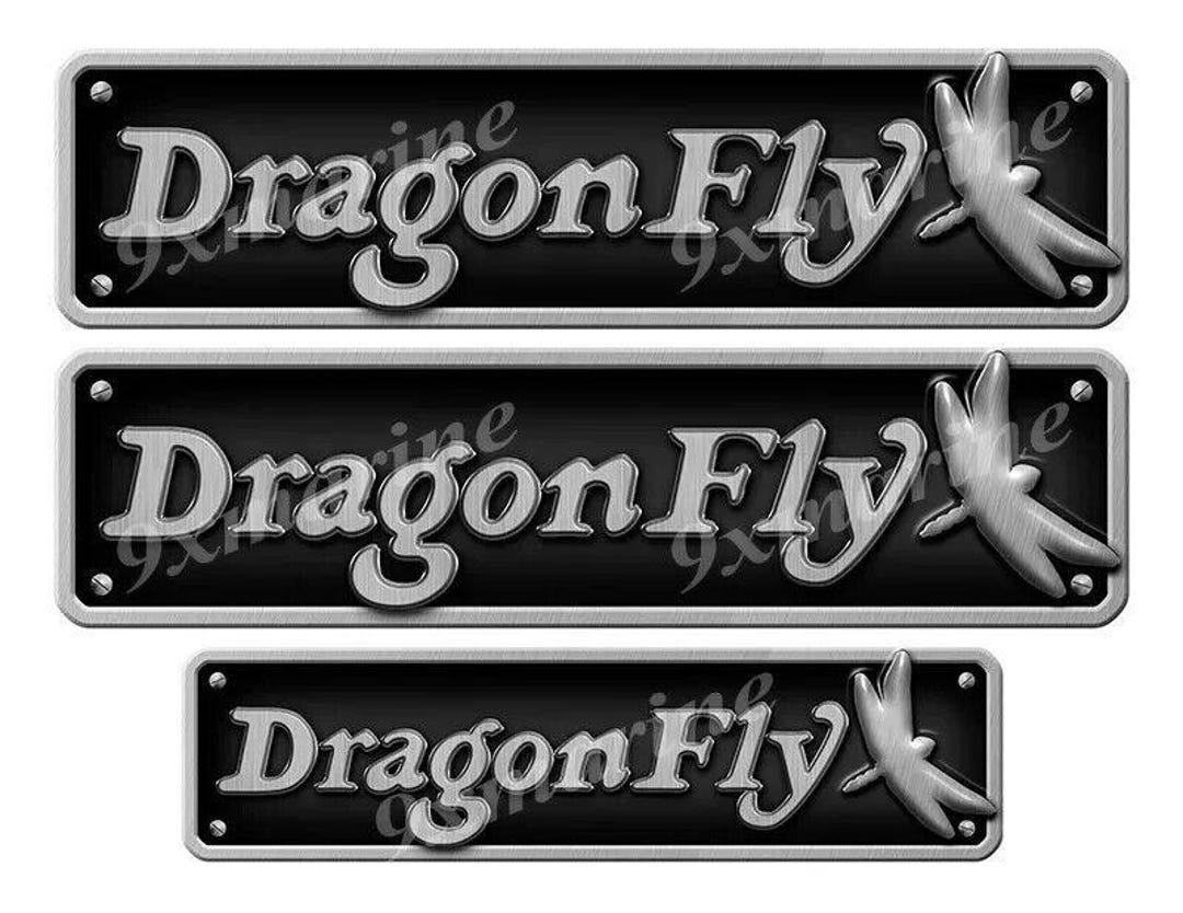 Dragon Fly Name Plate Vinyl Decal Boat Stickers 3 Pc Set, 10"x 2.5", 7. ...