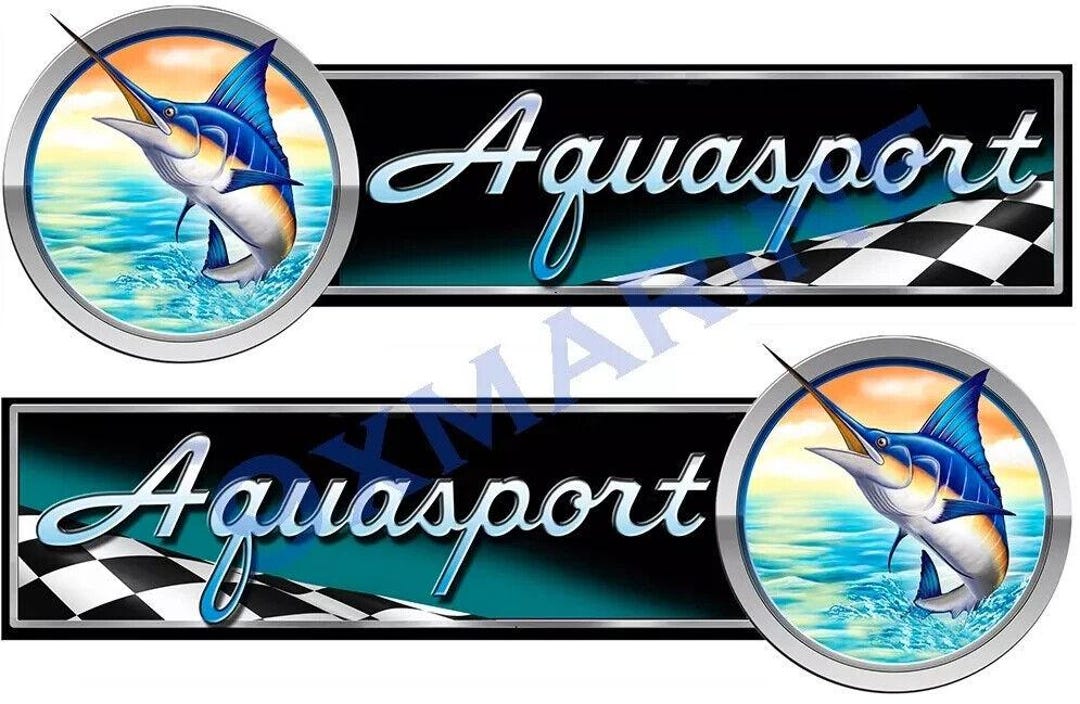 Set of 2 Aqua Sport Designer Vinyl Boat Decal Sticker, 10" X 3.5" - Etsy
