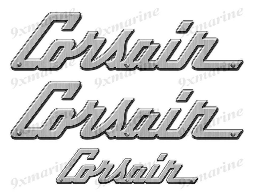 Corsair Brushed Metal Vinyl Decal Boat Stickers 3 Pc Set, 10" X 2.5", 6 ...
