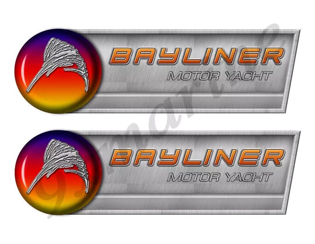 Bayliner Brushed Metal Retro Vinyl Decal Boat Stickers, Set of 2, 10" X ...