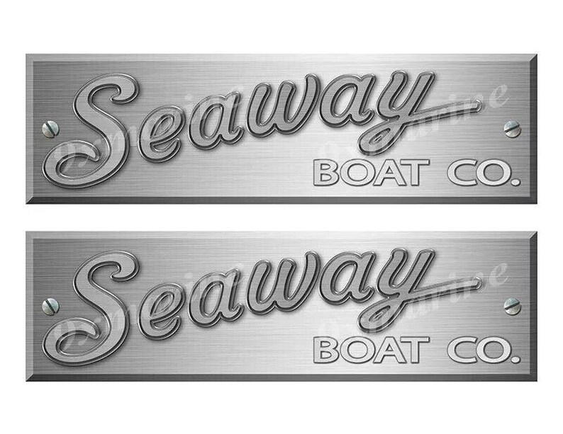 Seaway Brushed Metal Name Plate Vinyl Decal Boat Stickers 2 Pc Set, 10 ...