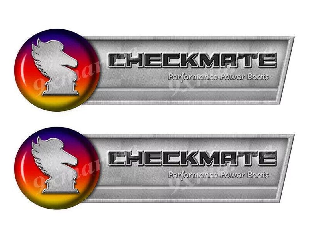 Checkmate Retro Brushed Metal Vinyl Decal Boat Stickers 2 Pc Set, 10" X ...